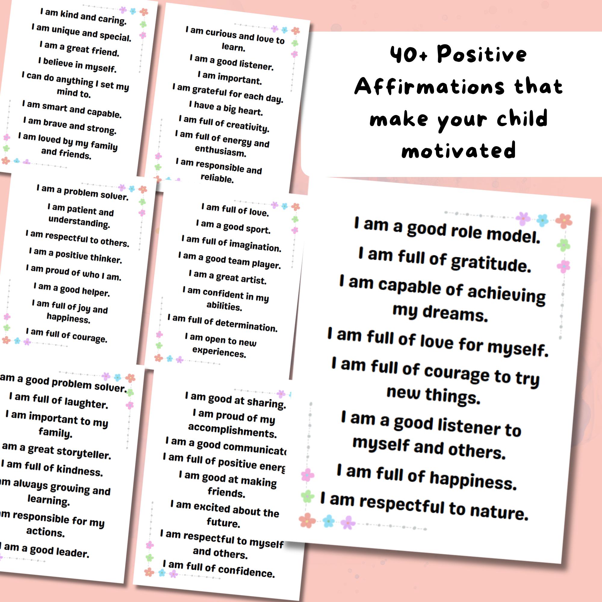 300+ Positive Affirmations for Kids | Printable Mindfulness Cards ...