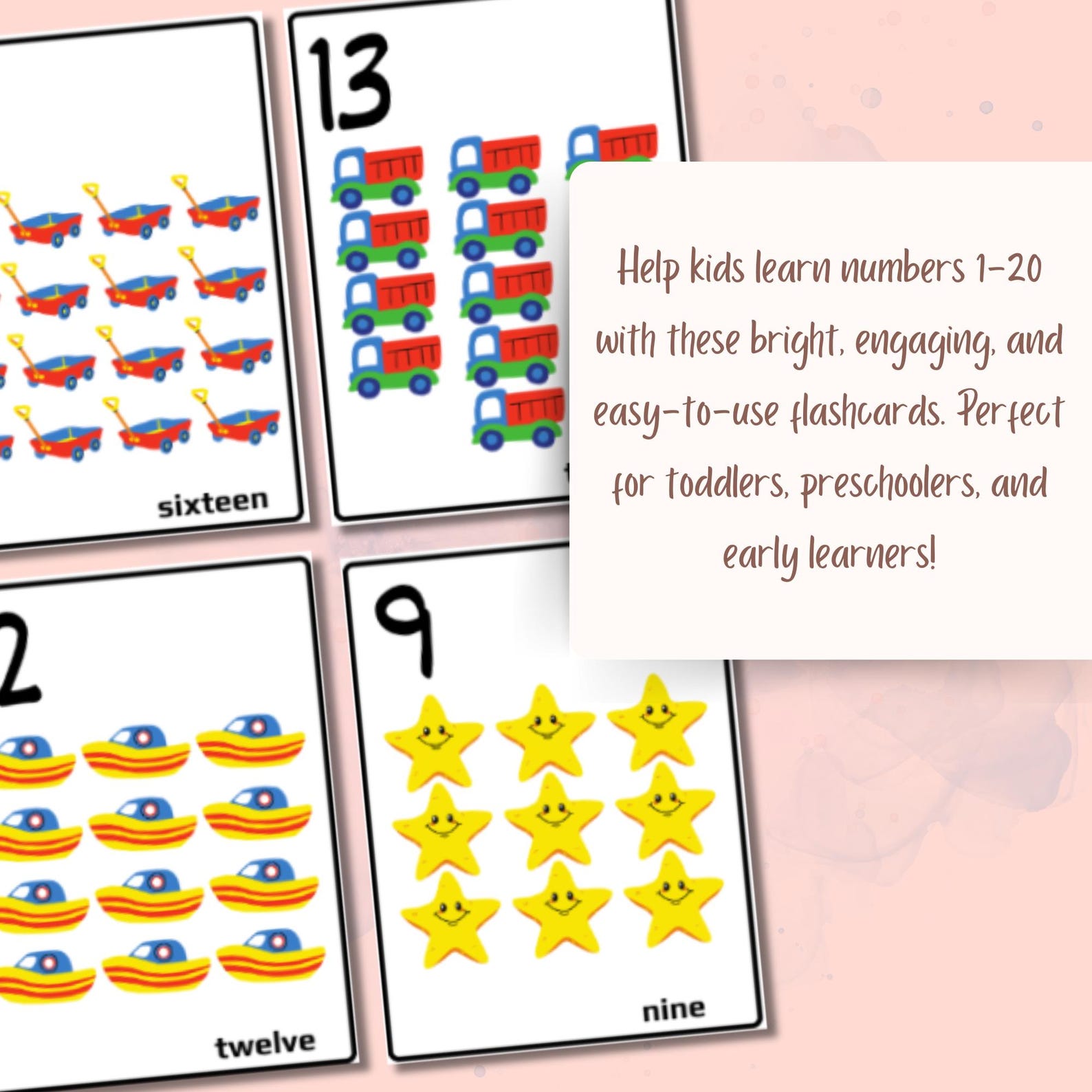 Colorful Number Flashcards | Printable 1-20 Numbers for Kids | Early ...