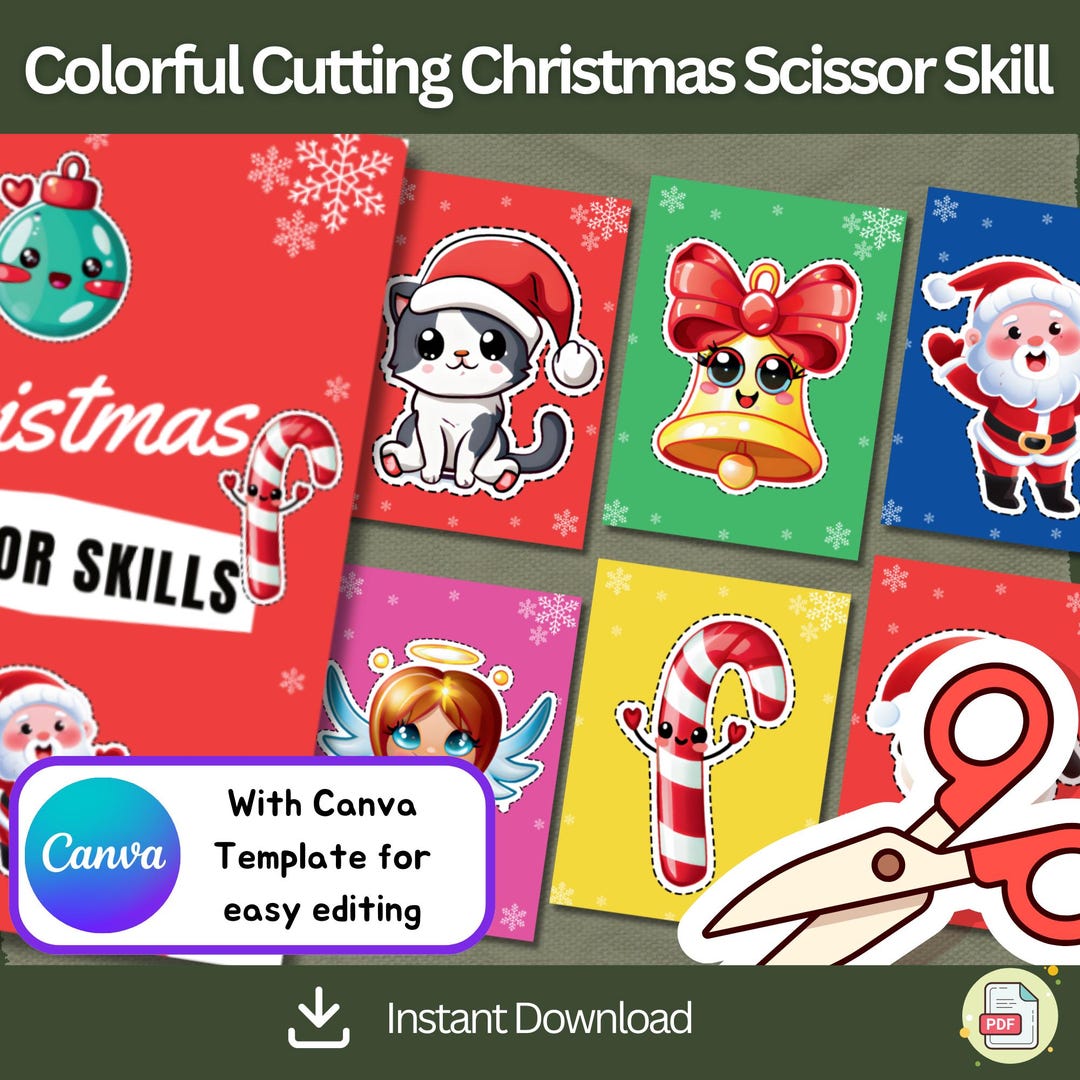 Colorful Christmas Scissor Skills Activity Book | Fun Cutting Practice ...