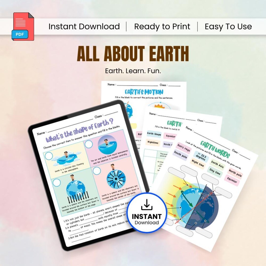 Earth Science Printable: Kids Learning Activity - Easy and Visual - Etsy