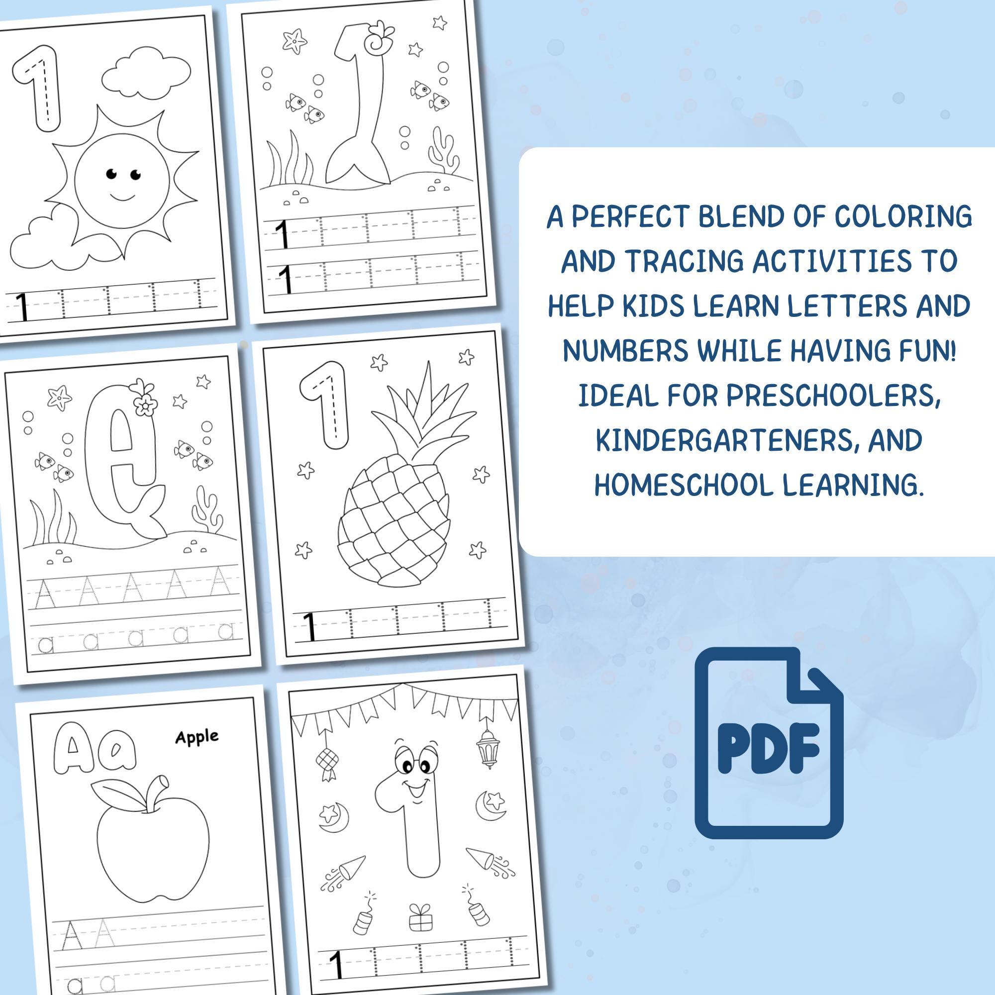 Printable Pre-k Alphabet Numbers Coloring Pages Fun Educational ...