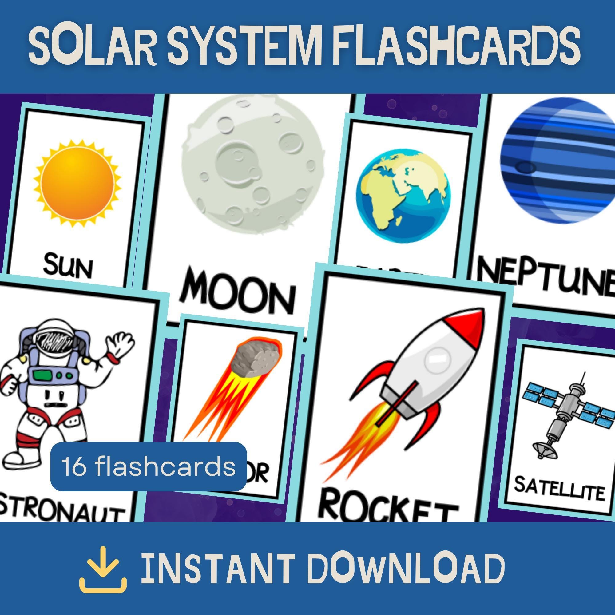 Solar System Flashcards Printable Space Learning Cards for Kids Fun ...