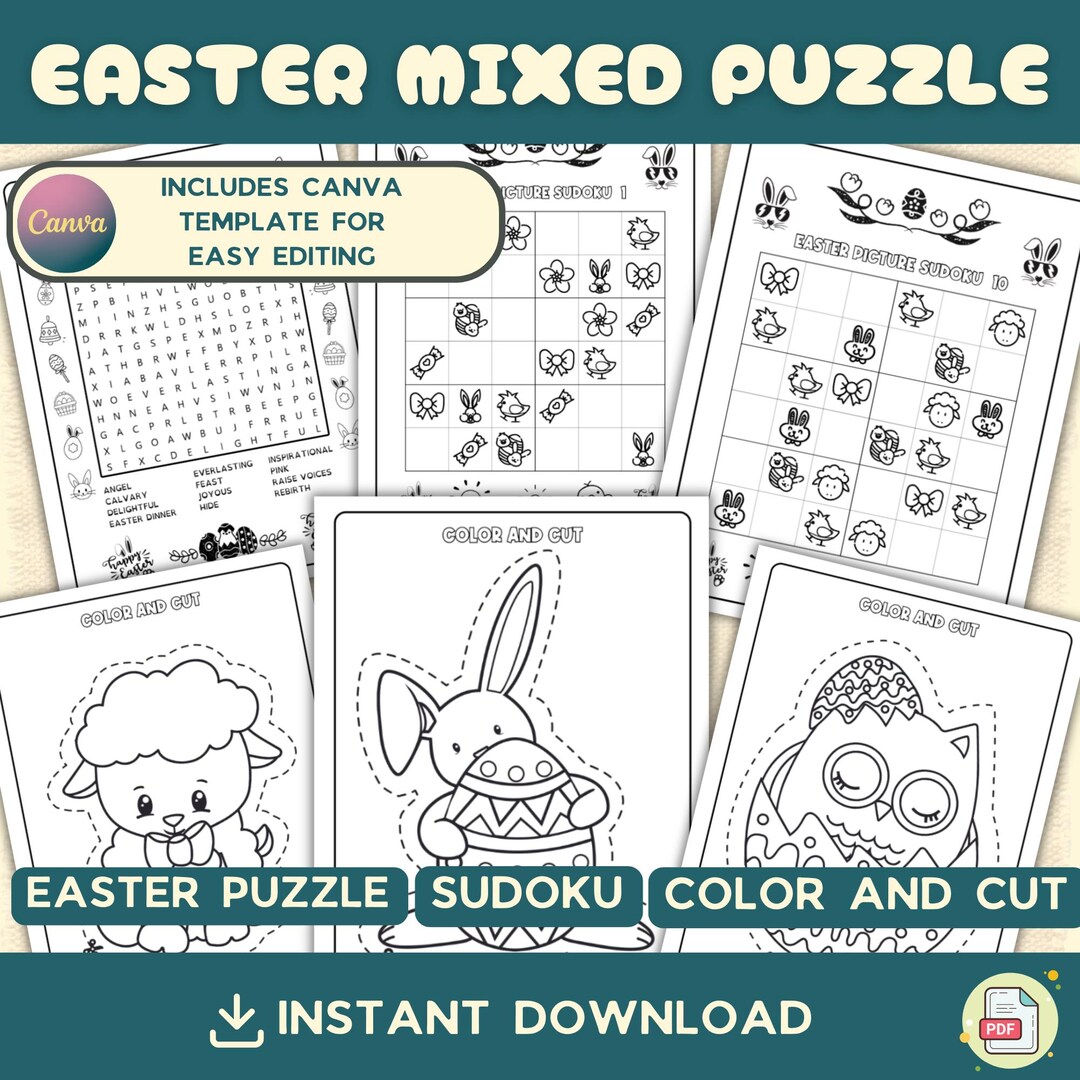 Easter Mixed Puzzle Activity Book | Printable Easter Word Puzzles ...