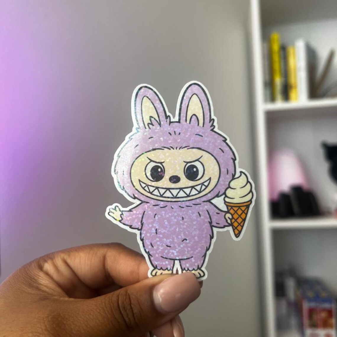 Purple Labubu Ice Cream Sticker | Holographic or Matte | Cute Monster ...
