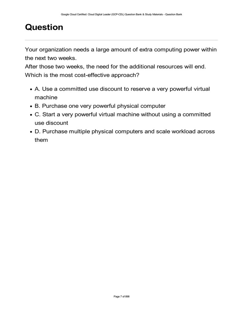 GCP-CDL Practice Questions for Google Cloud Cloud Digital Leader Certification - Etsy
