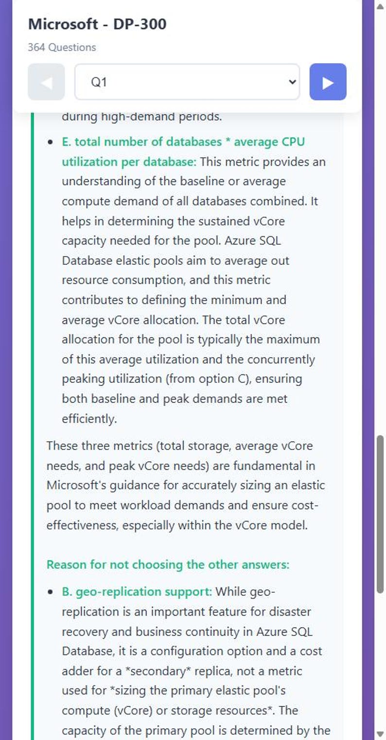 DP-300 Azure Database Admin Associate 360+ Interactive Practice Questions With AI Explanations ...