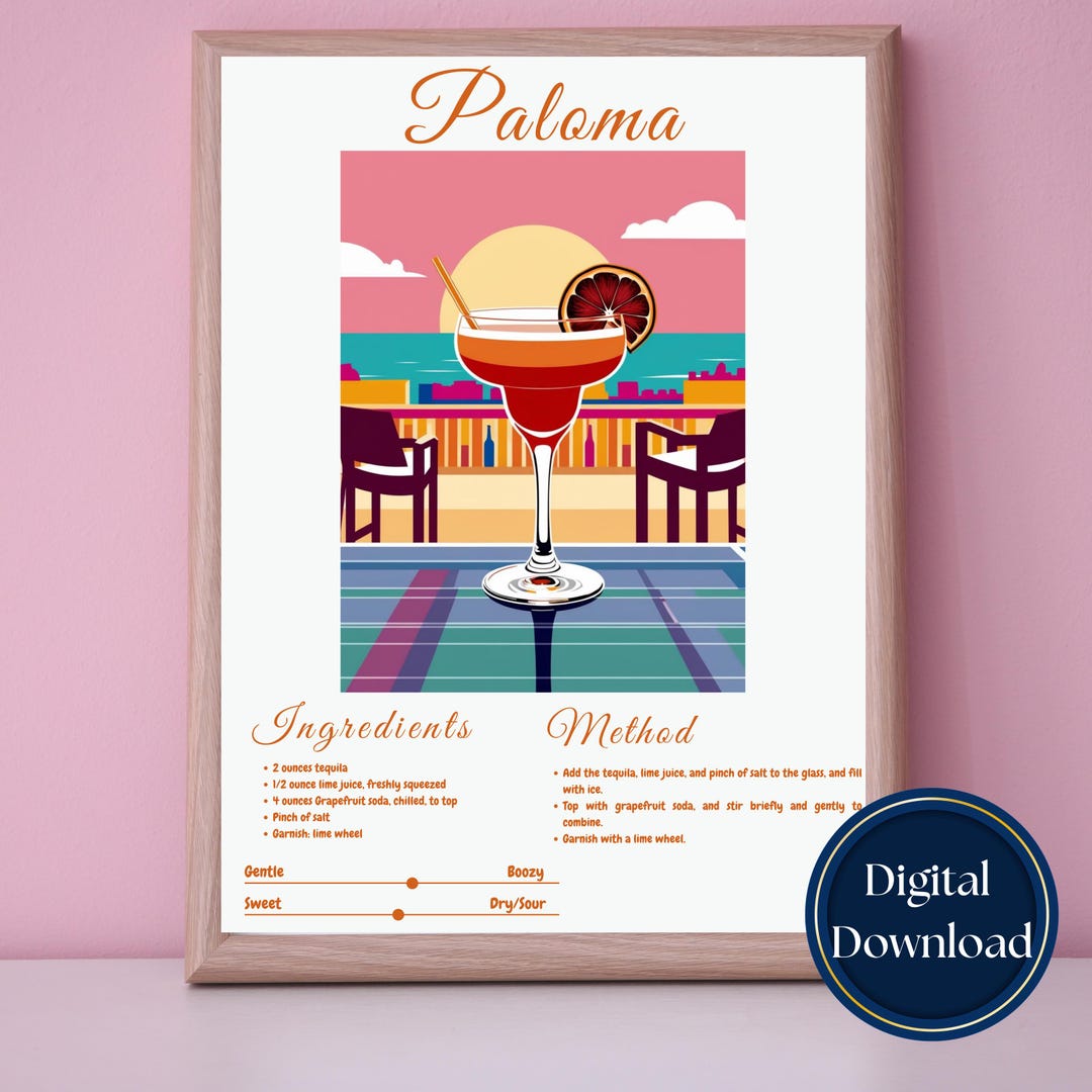 Paloma Wall Art, Paloma Recipe Card, Digital Print , Paloma Cancun ...