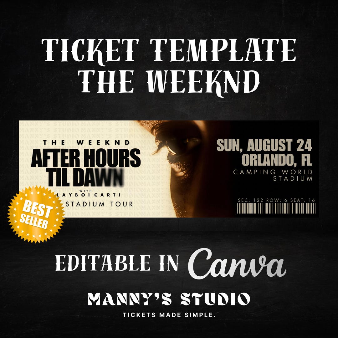 Editable the Weeknd Concert Ticket Template, Full Digital Download With ...