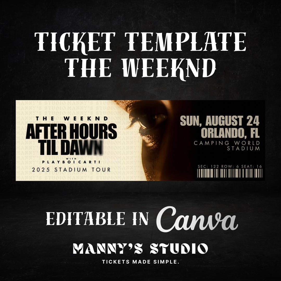 Editable the Weeknd Concert Ticket Template, Full Digital Download With ...