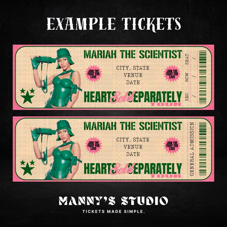 Editable Mariah the Scientist Concert Ticket Template, Full Digital Download With Instructions ...
