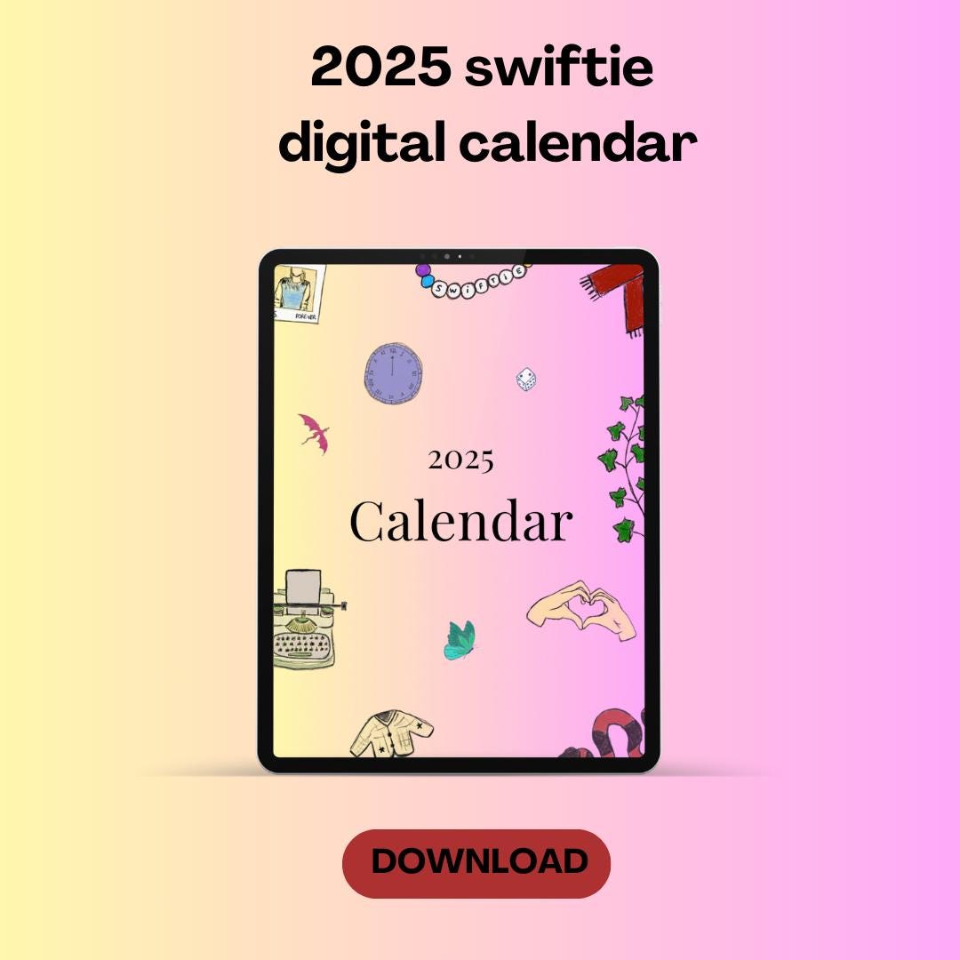Downloadable Monthly Calendar – Inspired by Taylor Swift | Subtle ...