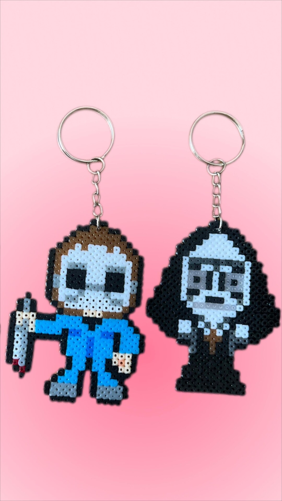 Mini Perler Bead Horror Alternative Keyrings | the Nun & Michael Myers ...