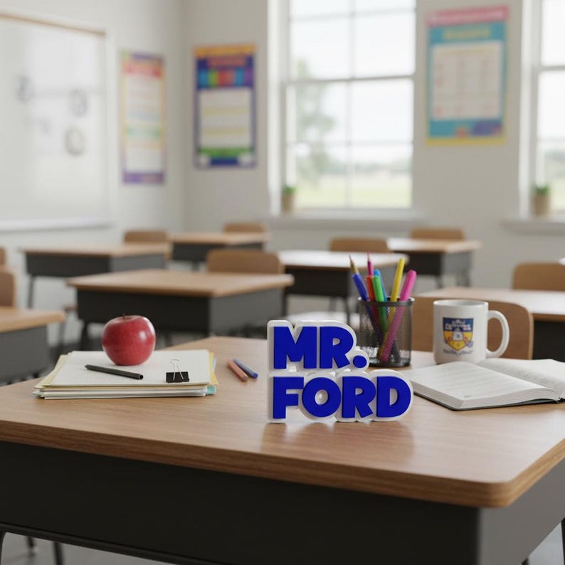 COMMERCIAL LICENSE | Teacher Desk Name Plate STL Digital | 3D Printable ...