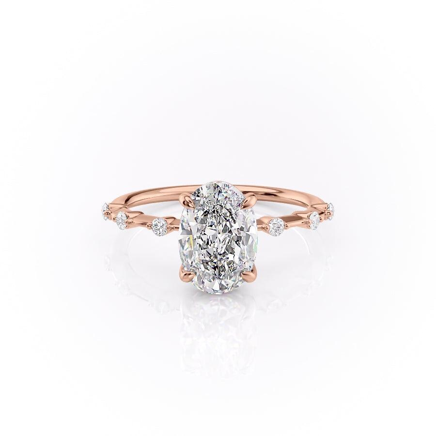 2 Carat Oval Semi-pave Diamond Ring, 2.2 CT Total Oval Cut Unique Pave ...