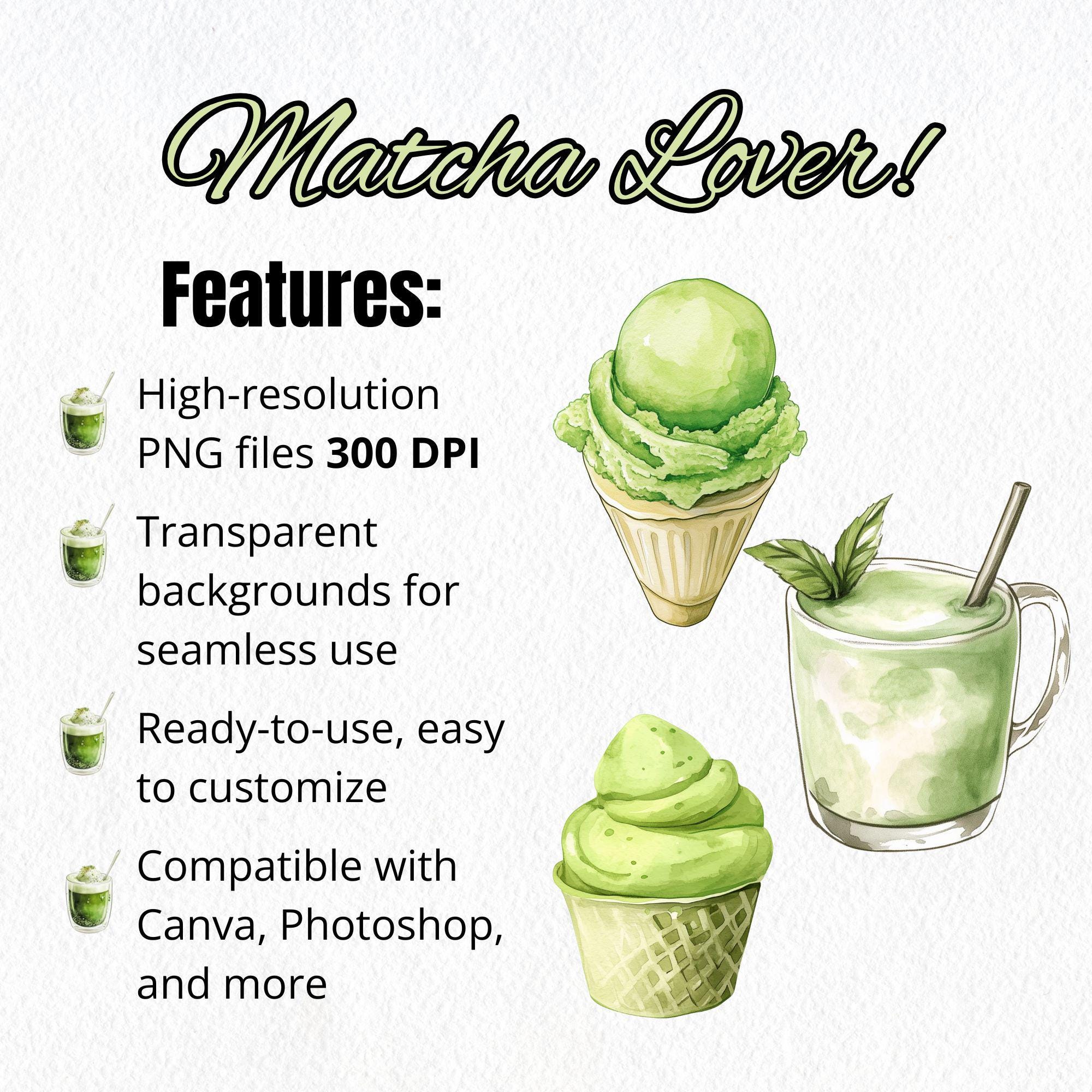 Watercolor Matcha Clipart Bundle, Green Tea Lovers, Matcha Lovers, Cute ...