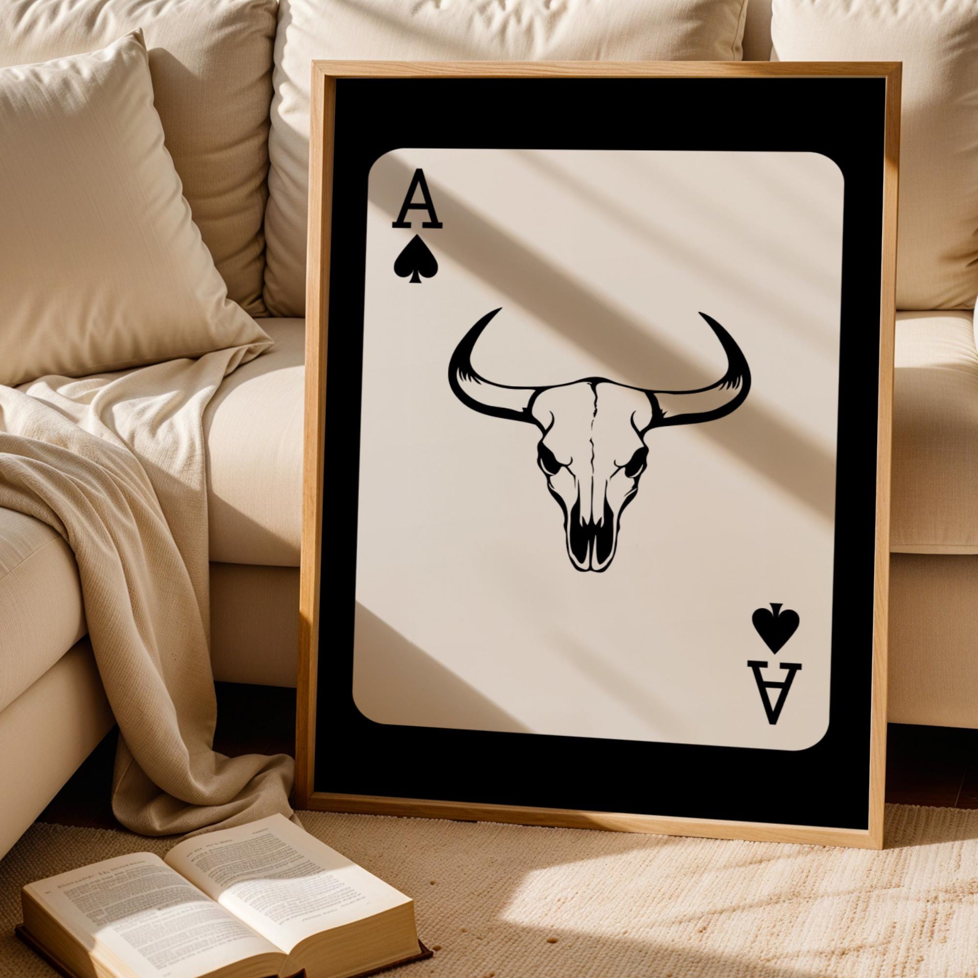 Ace of Spades Wall Art Printable | Black White Playing Card Decor With ...