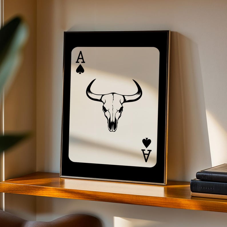 Ace of Spades Wall Art Printable | Black White Playing Card Decor With ...