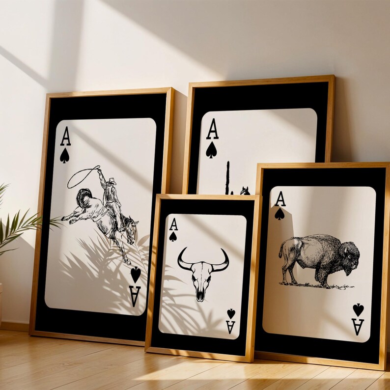 Western Ace of Spades Art Prints: Southwestern Decor Set (digital ...