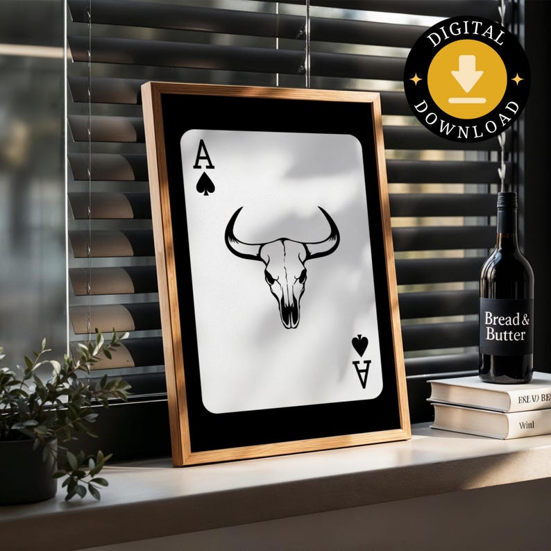 Ace of Spades Wall Art Printable | Black White Playing Card Decor With ...