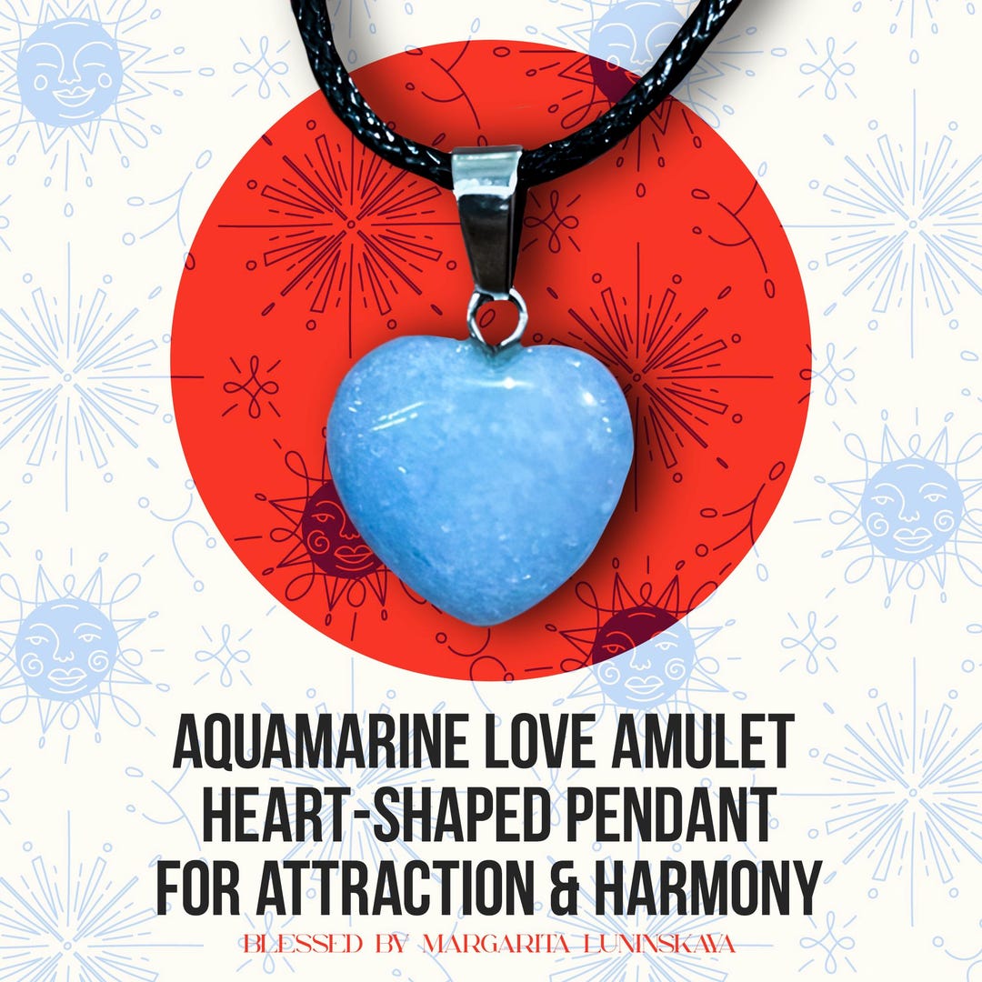 Aquamarine Love Amulet – Heart-shaped Pendant for Attraction & Harmony ...