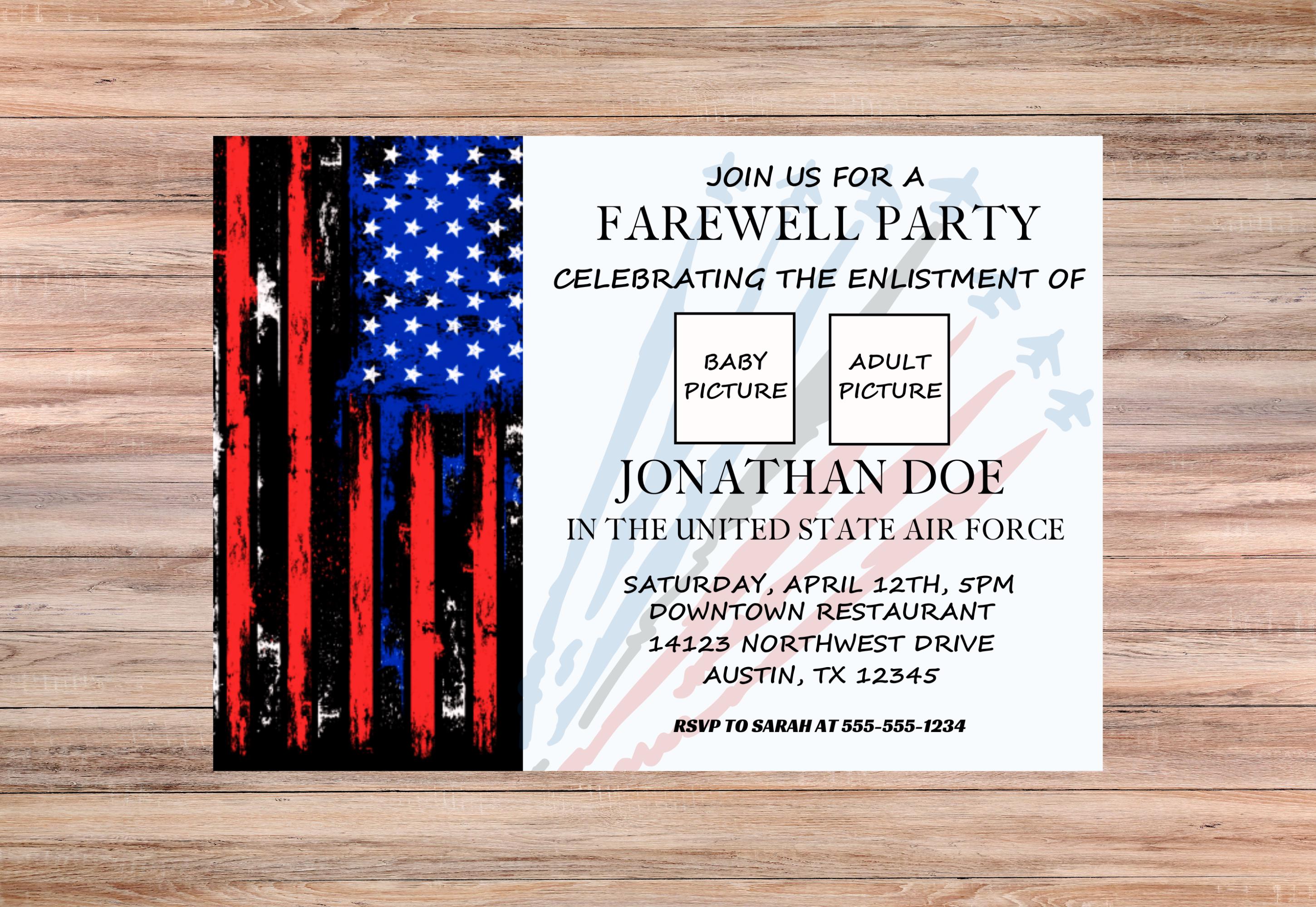 US Air Force - Farewell Party Invitation - Air Force Enlistment ...