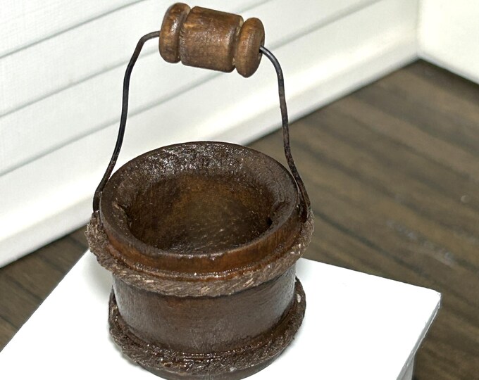 Miniature Dollhouse Wooden Bucket, Scale 1:12, Garden Bin, Garage Tote ...