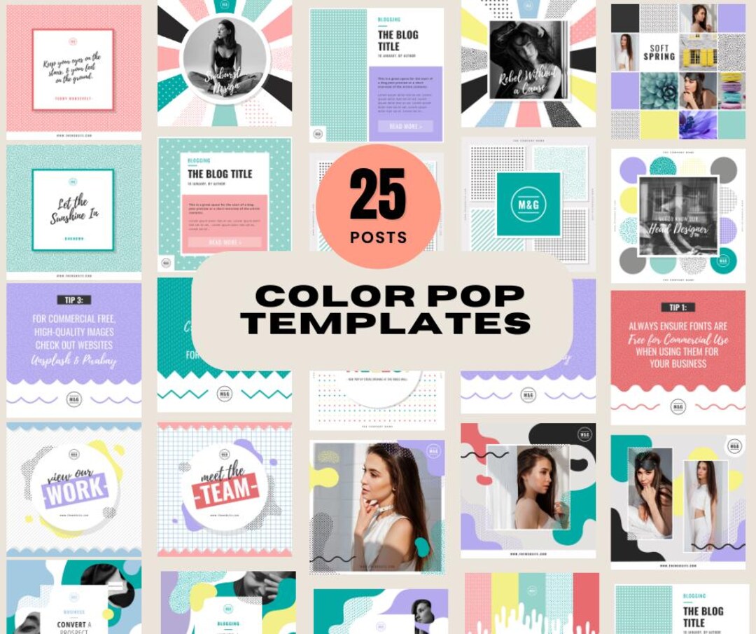 Color Pop Templates, Vibrant Social Media Canva Kit, Editable Instagram ...