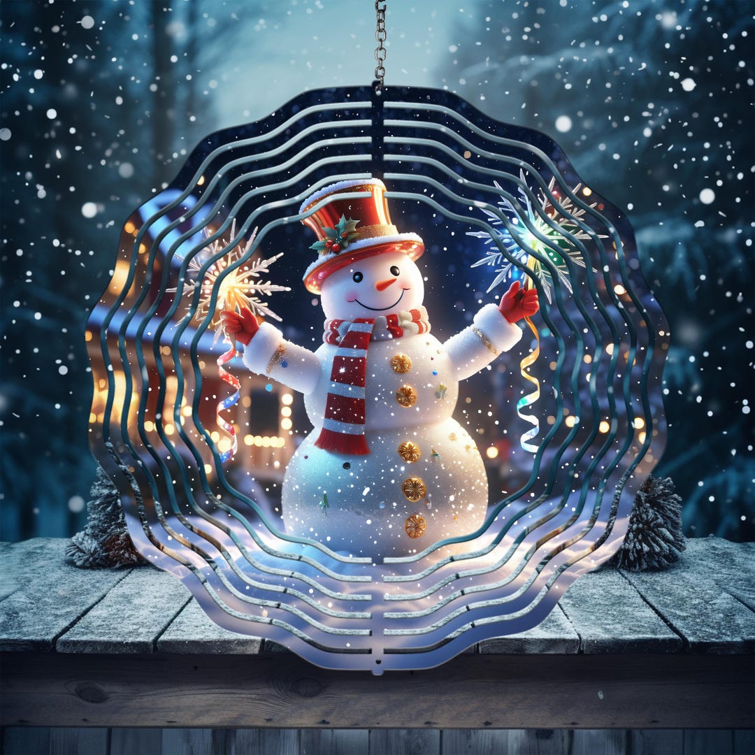 Christmas Snowman Wind Spinner, Wind Spinner Sublimation PNG, Garden ...