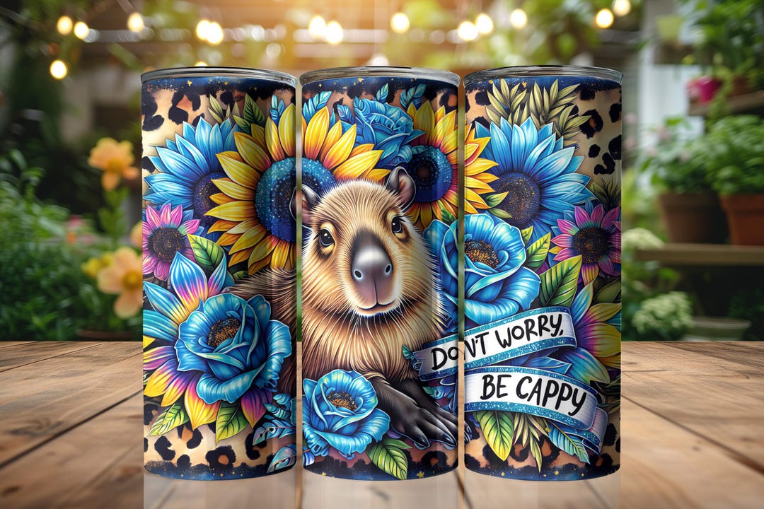 Don't Worry Be Cappy Capybara 20 Oz Skinny Tumbler Sublimation Design ...