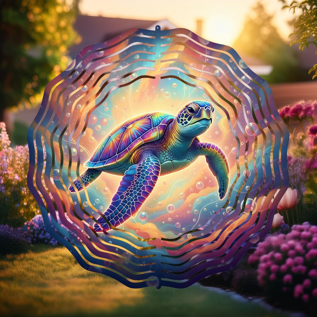 Psychedelic Sea Turtle Wind Spinner, Wind Spinner Sublimation PNG ...