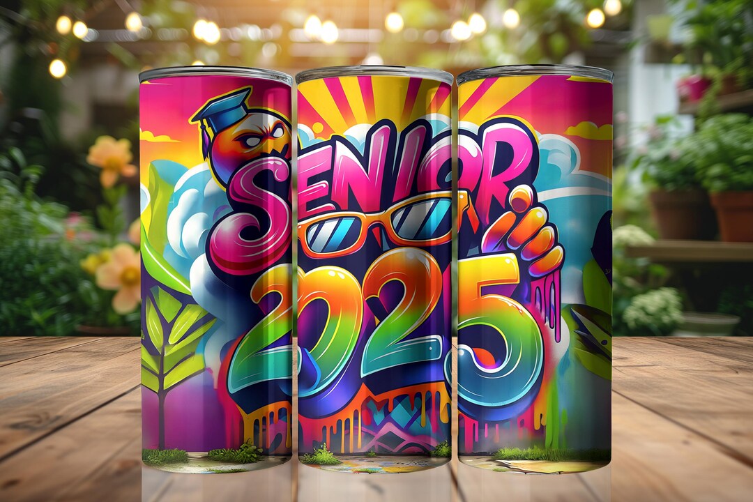 Seamless Class of 2025 Senior Graffiti 20 Oz Skinny Tumbler Sublimation ...