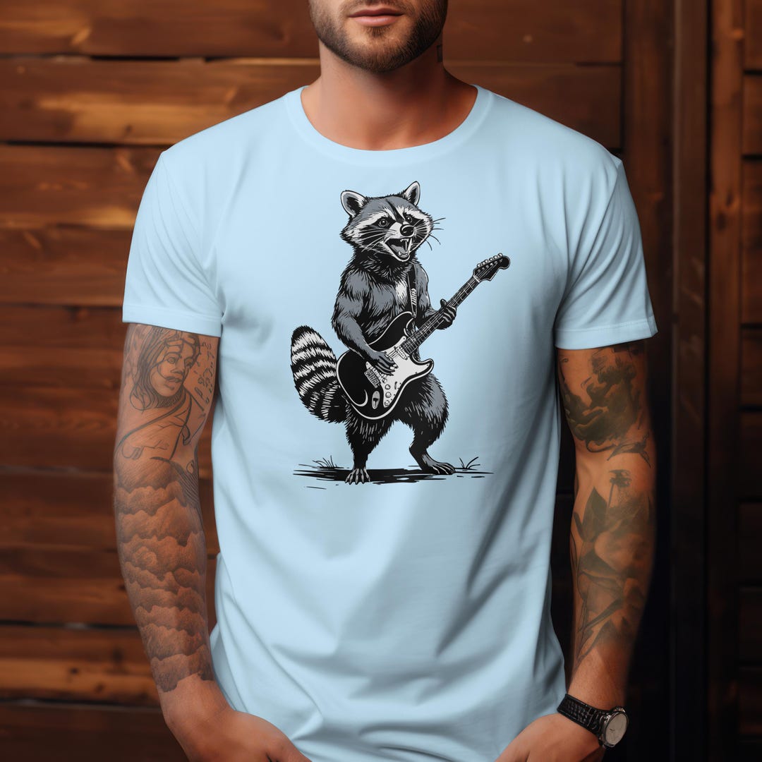 Rock and Roll Raccoon PNG/SVG, Guitar and Raccoon SVG Design, Gift for ...