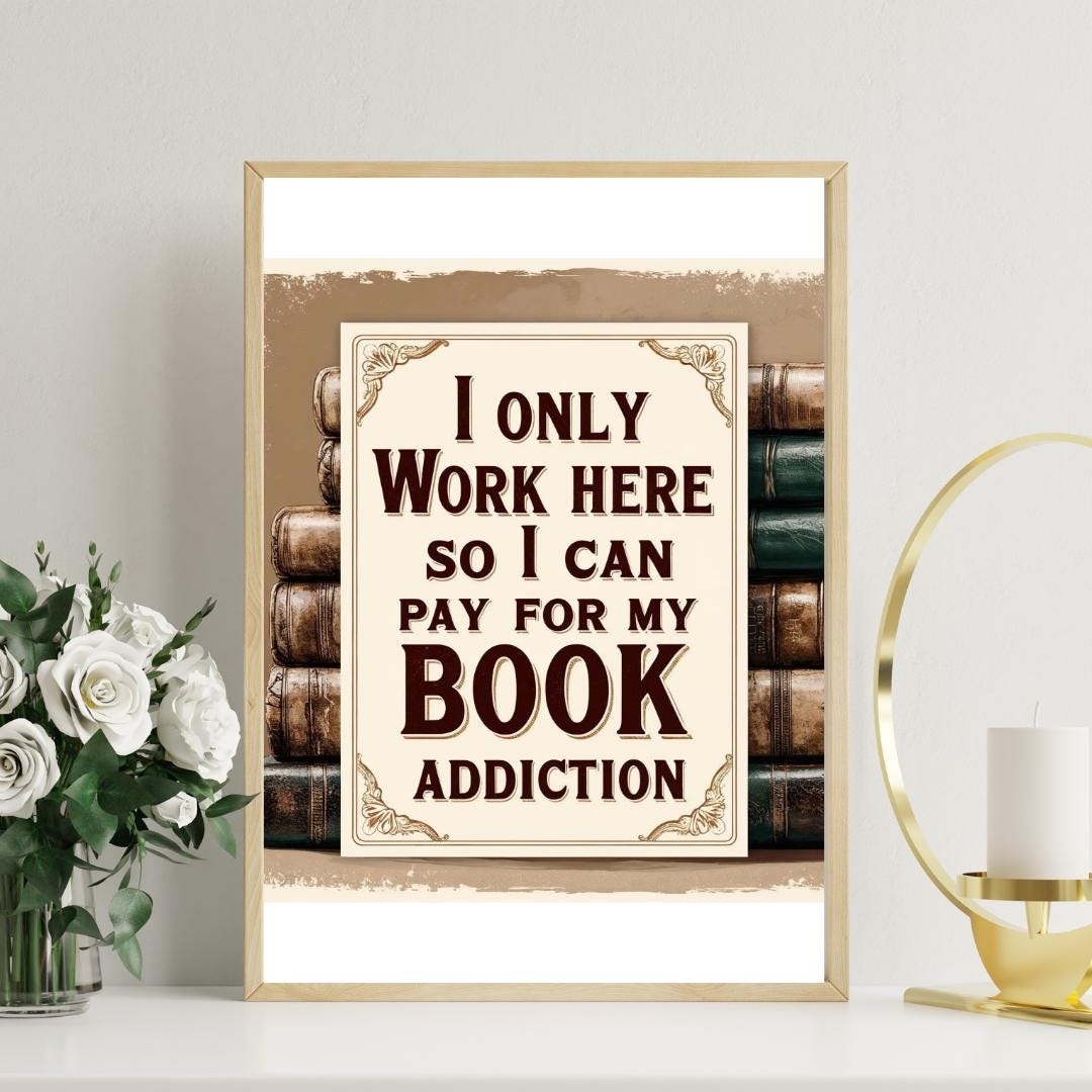 Vintage Book Lover Poster/wall Art, Funny Book Lover Poster, Printable ...