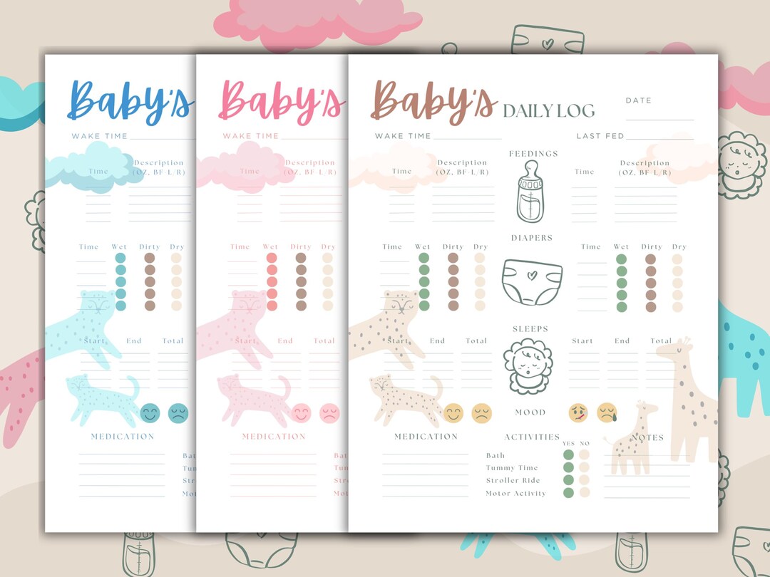 Baby Daily Log for Daycare Tracker Log Sheet for Babysitters Infant ...