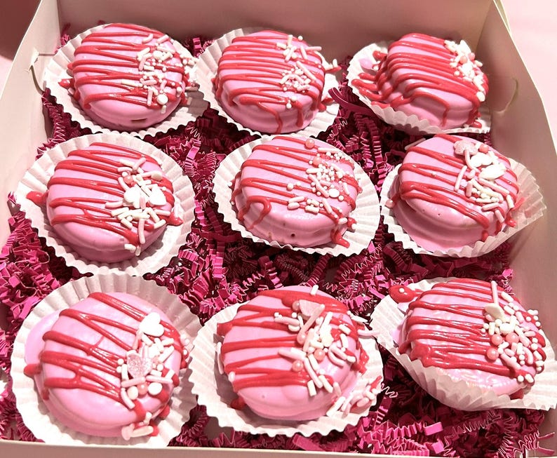 White Chocolate Pink Colored Lemon Oreos With Pink Drizzle and ...