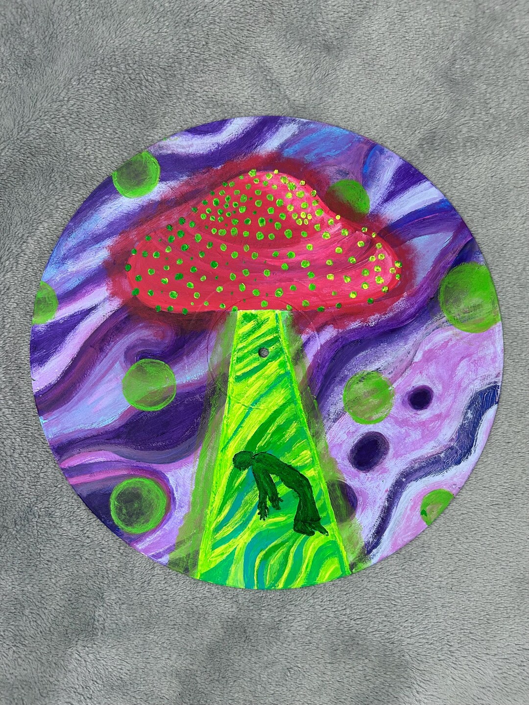 Mushroom Abduction, Hand Painted Design on a Vinyl LP Record. - Etsy