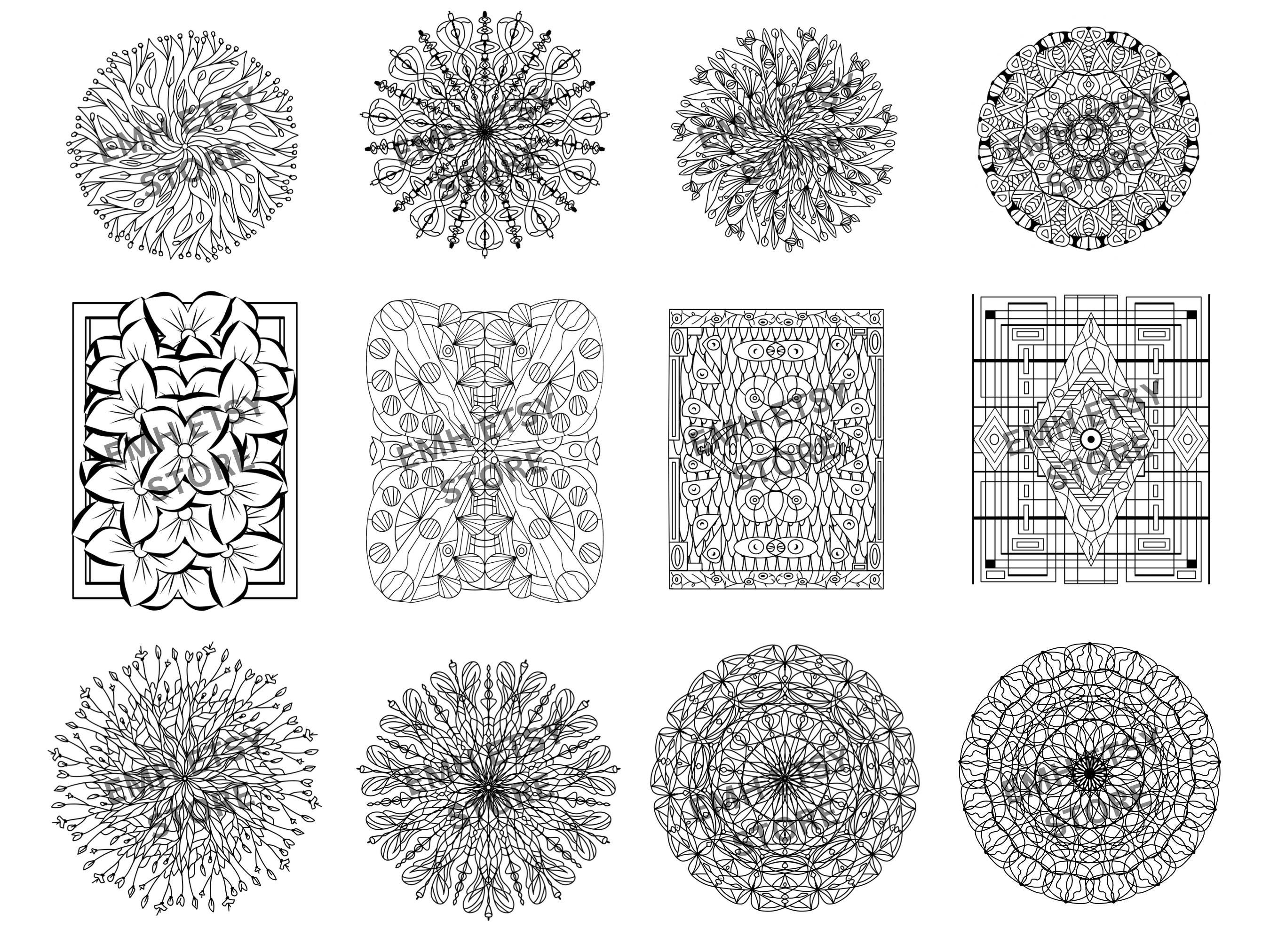 15 Coloring Pages Digital Download PNG and PDF Mandalas and Other ...