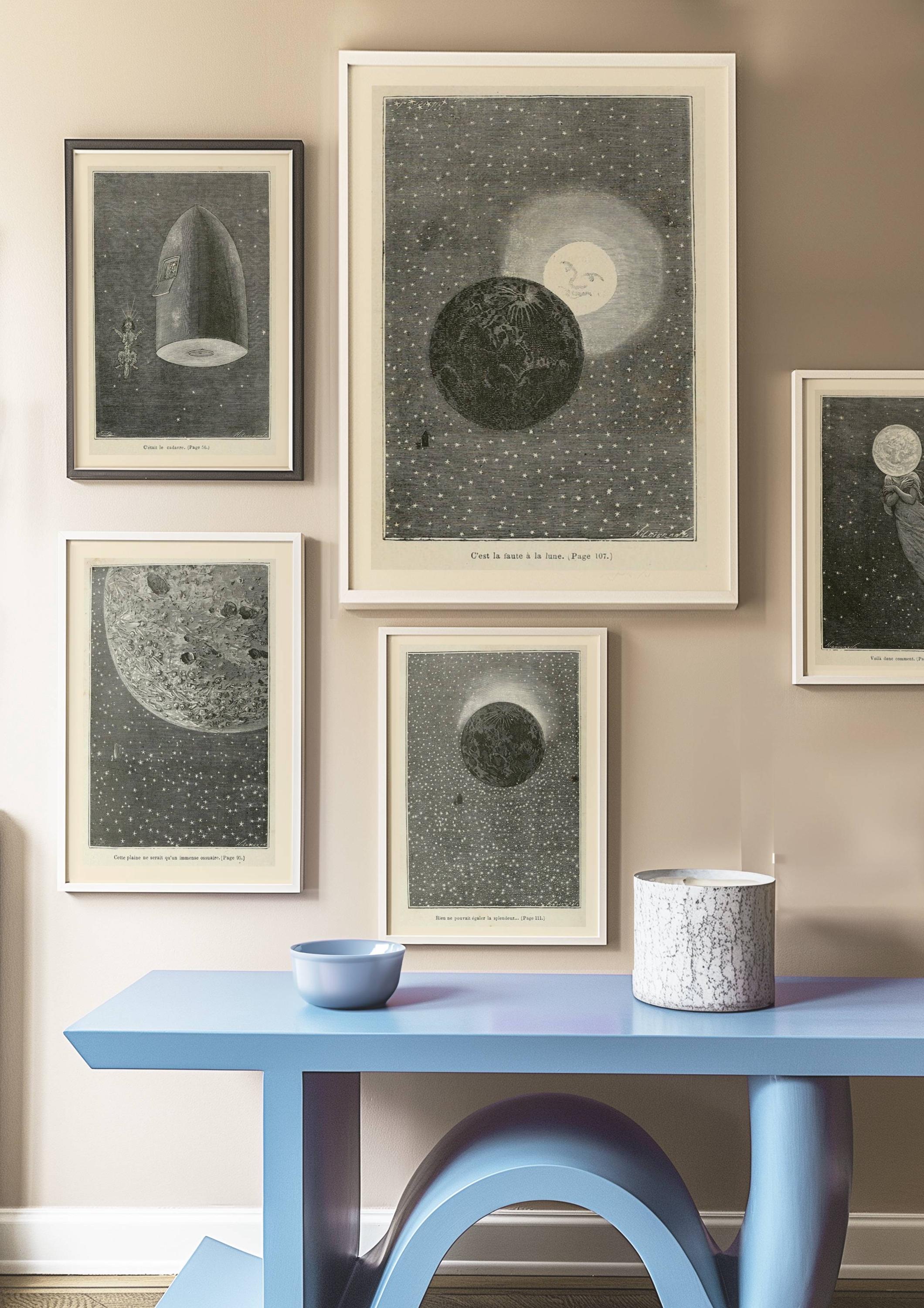 Instant Download | Vintage Space Art | Set of 9 Printable Jules Verne ...
