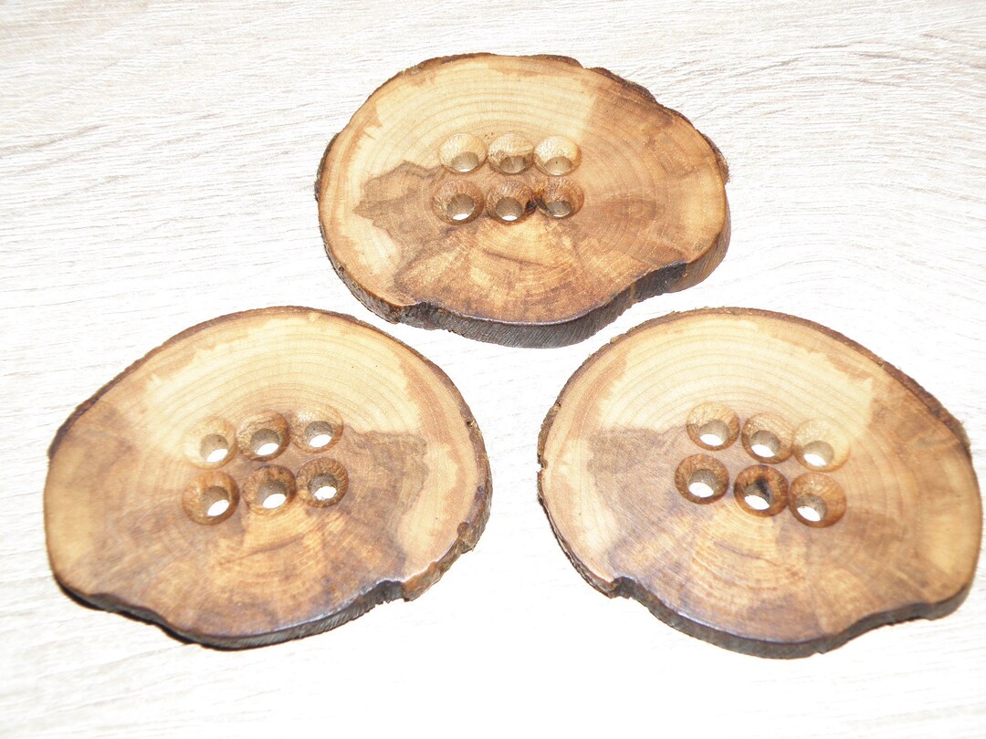 Large 3 Handmade Wood Buttons , Accessories 2,36 Diameter X 0,28 Thick ...