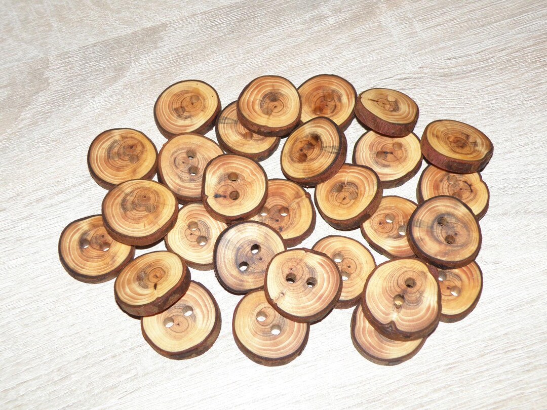 Large 28 Handmade Wood Tree Branch Buttons With Bark , Accessories (1 ...