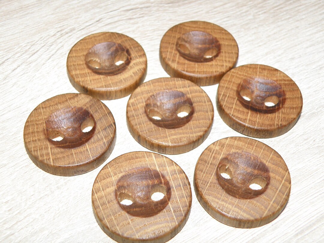 7 Handmade Oak Wood Buttons Accessories 118diameter - Etsy