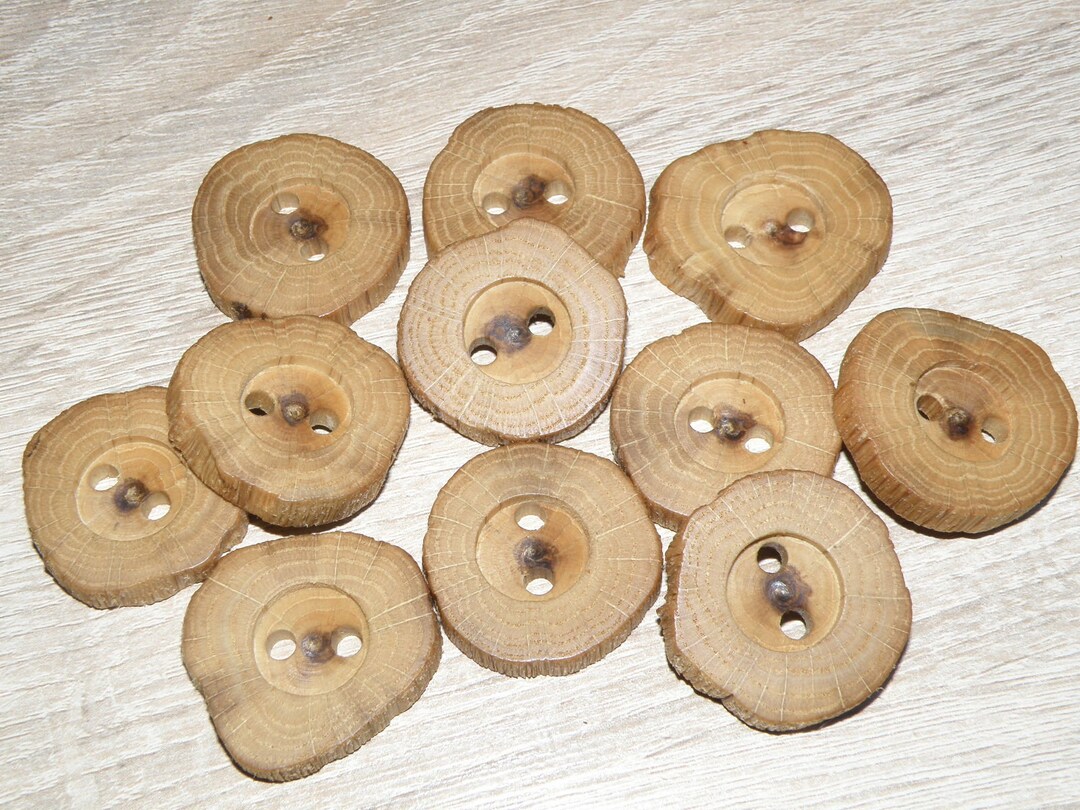 11 Handmade Oak Wood Tree Branch Buttons , Accessories (1,26" Diameter ...