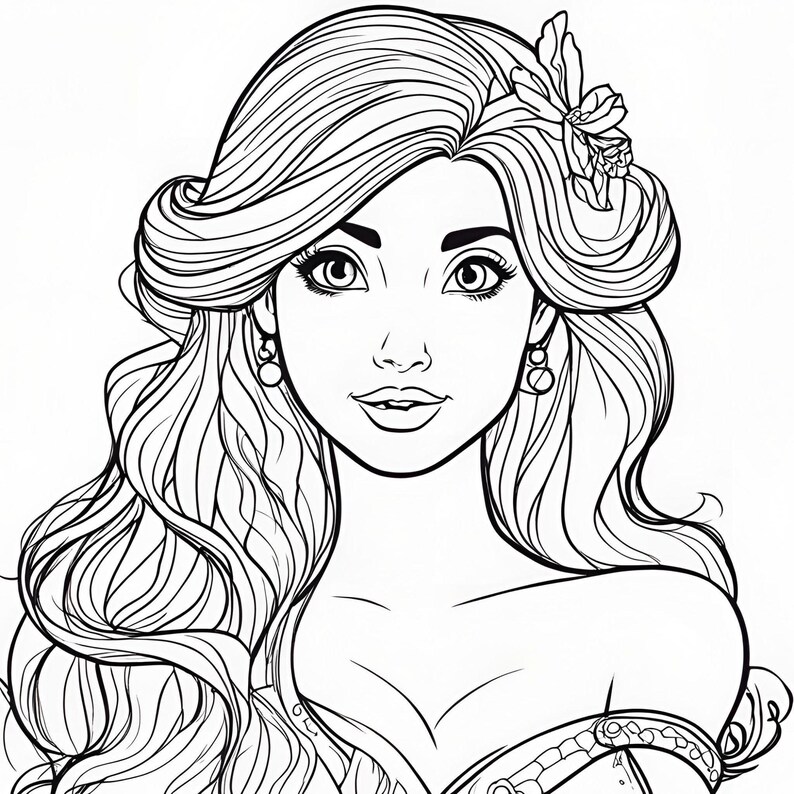 Printable Princess Coloring Book for Kids, Fairy Tale and Fantasy ...