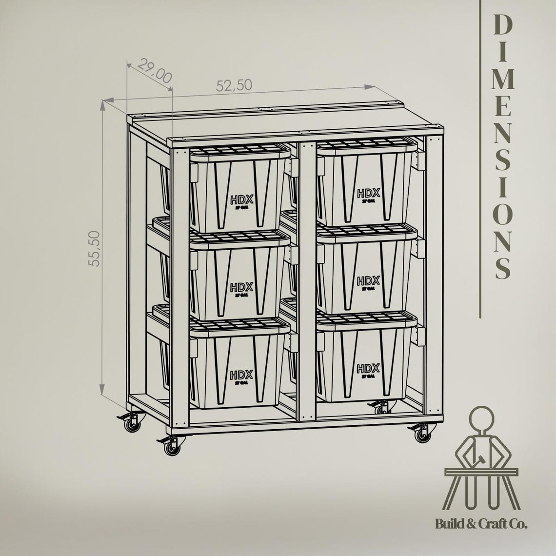 3x2 DIY Rolling Tote Storage and Garage Shelving Plans - Etsy