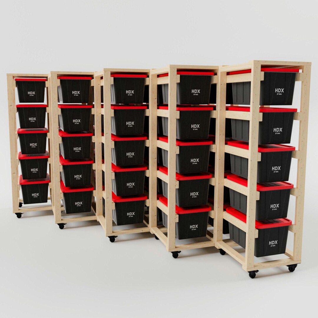 Wood Tote Storage and 27 Gallon DIY Rack Plans With Tote Set - Etsy