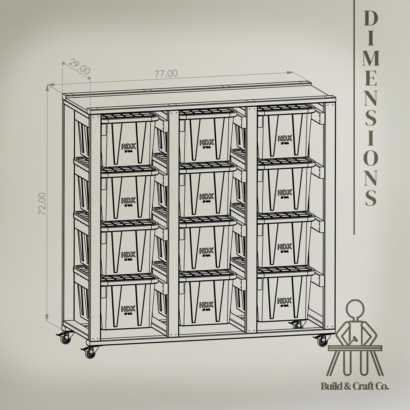 4x3 Tote Garage Storage Plans With DIY Tote Shelves - Etsy