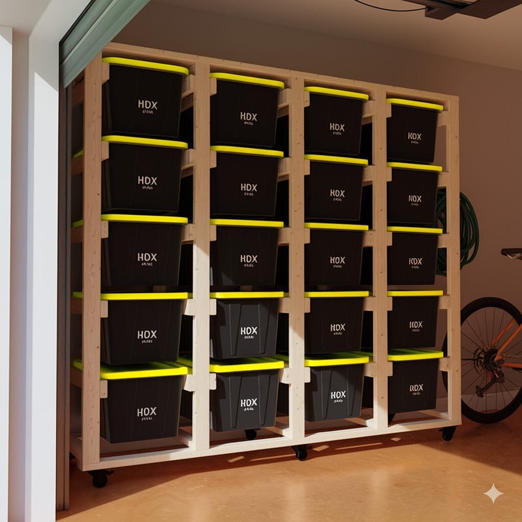 5x4 Tote Workshop Storage Plans and DIY Garage Shelving Systems Yello ...