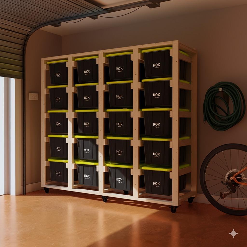 5x4 Tote Workshop Storage Plans and DIY Garage Shelving Systems Yello ...