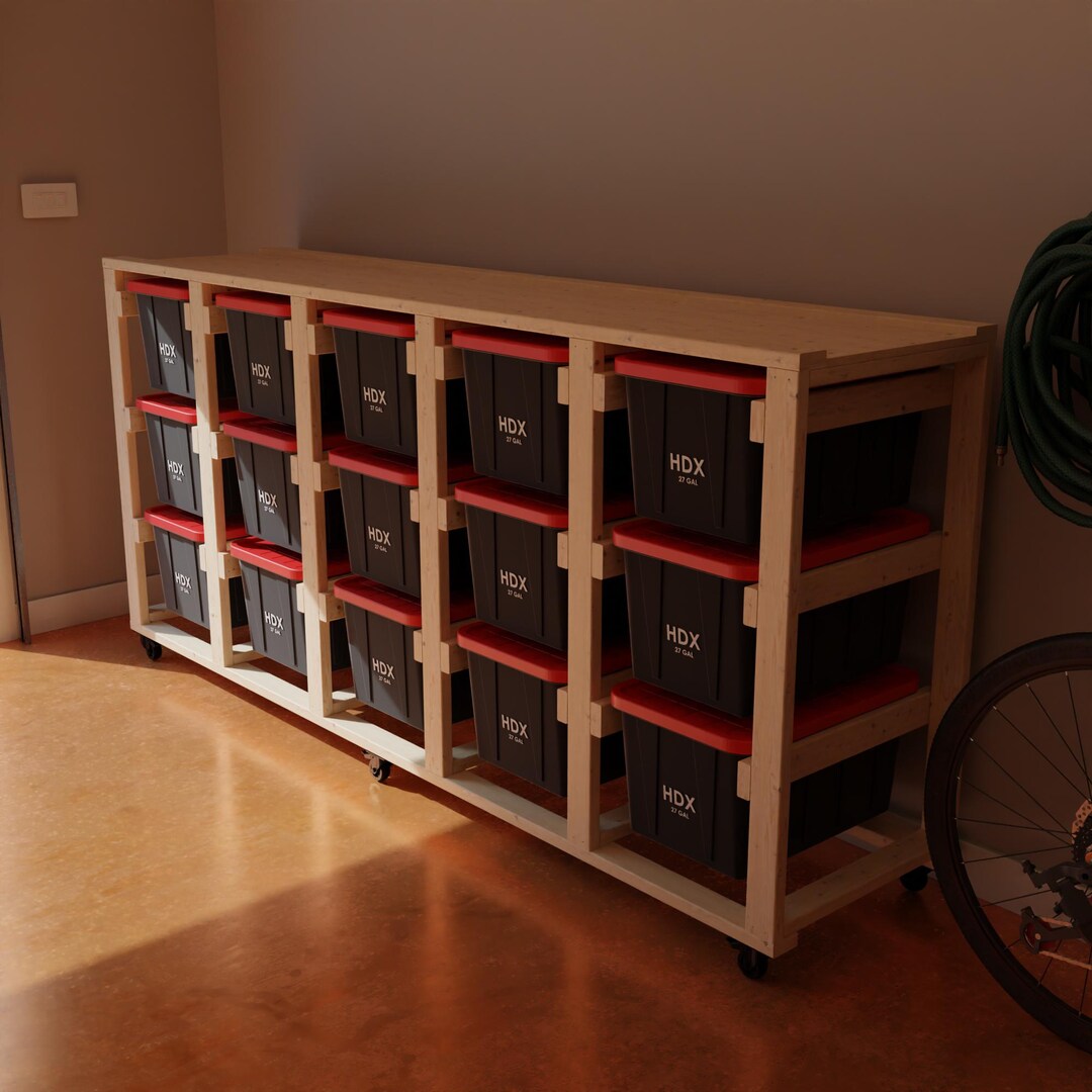 3x5 Custom Wooden Tote Racks and DIY Garage Organizer Plans - Etsy