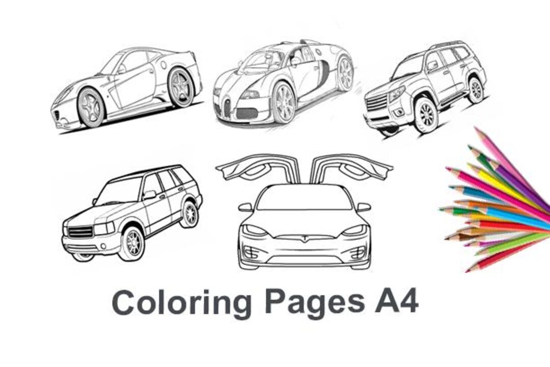Coloring Pages A4 for Kids Cars Coloring A4 Digital Pdf Prints Instant ...